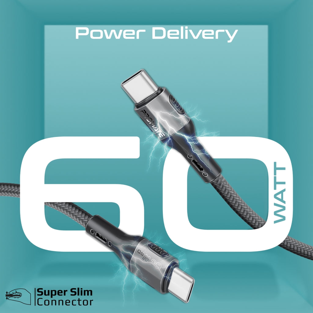 Tough-Built 60W Power Delivery USB-C Cable – Promate Technologies