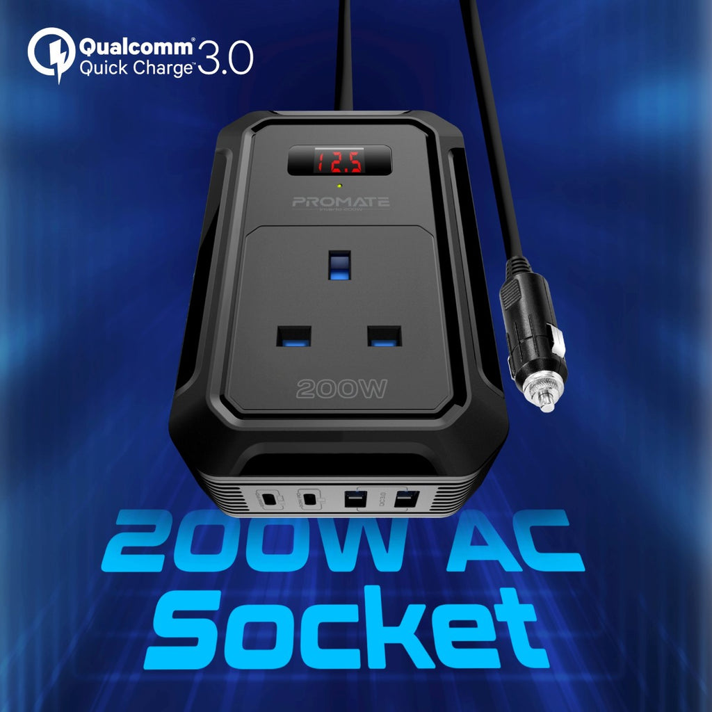 Multi-Port DC to AC Power Inverter with 200W AC Socket – Promate ...