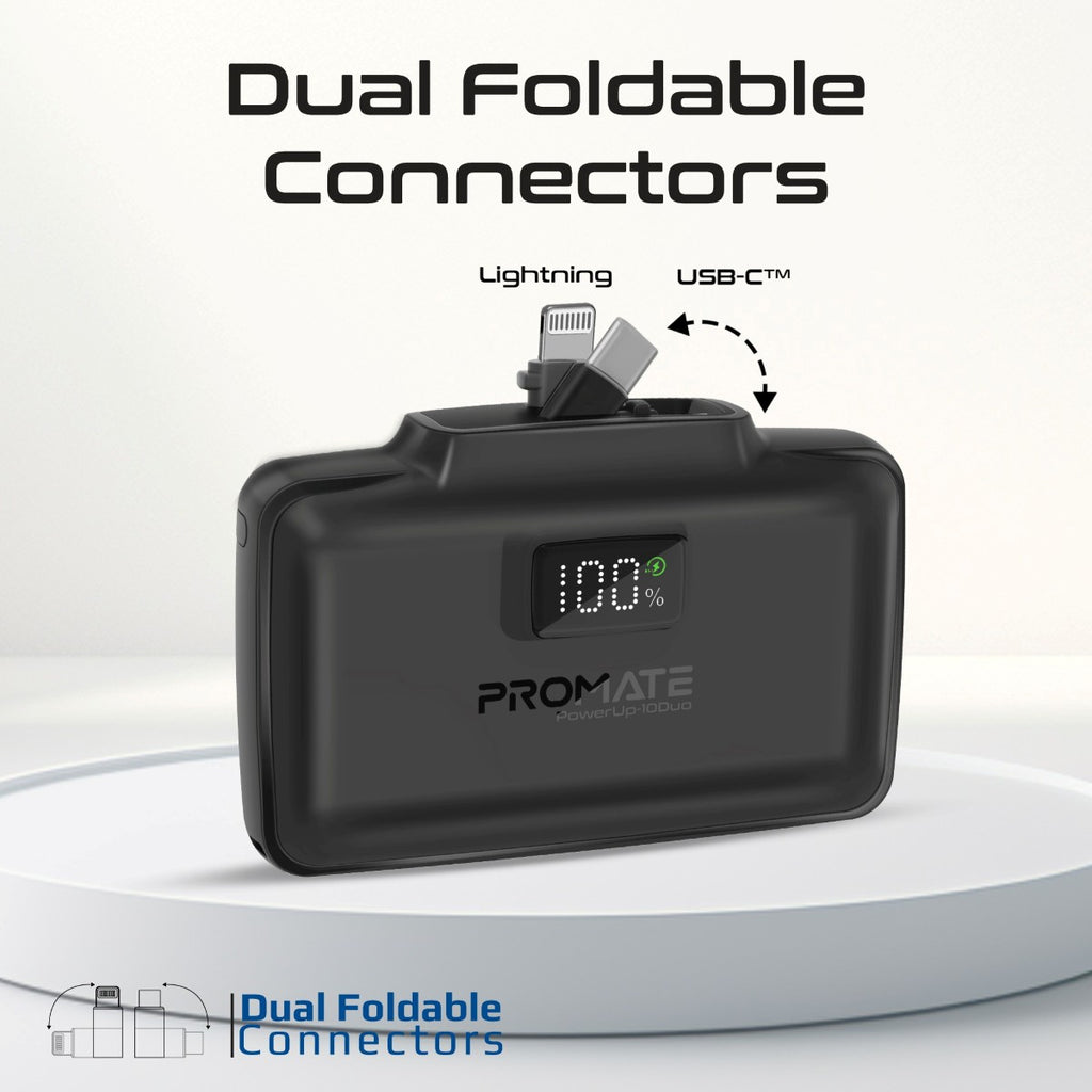 Ultra-Compact Fast Charging Power Bank with Dual folding USB-C and Lig ...