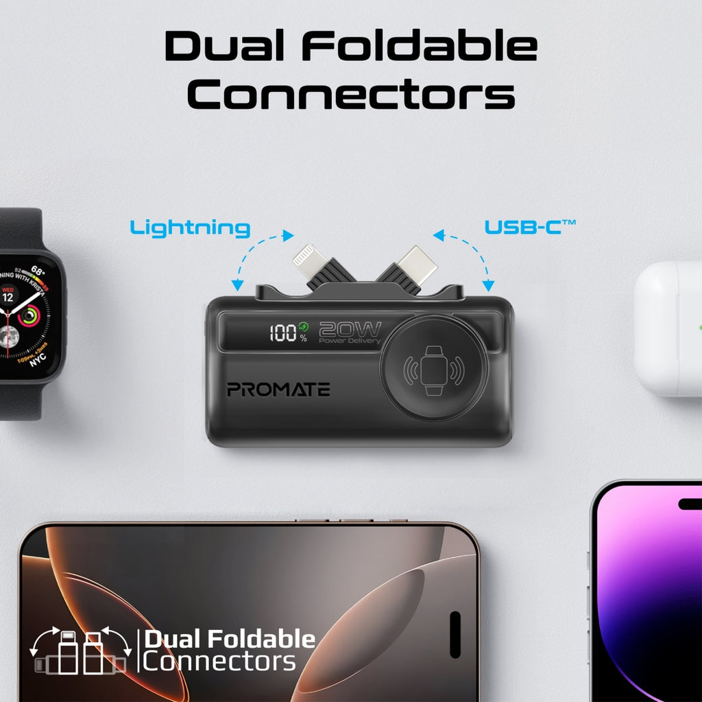 Ultra-Compact Fast Charging Power Bank with In-built USB-C, Lightning ...