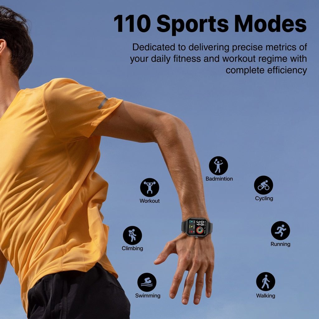 1.96" Fitness Tracker Smartwatch with BT Calling – Promate Technologies