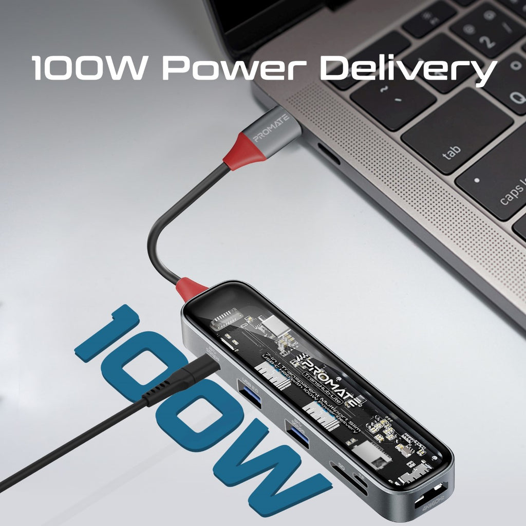 7-in 1 Transparent Multiport Slim USB-C Hub with 100W Power Delivery ...