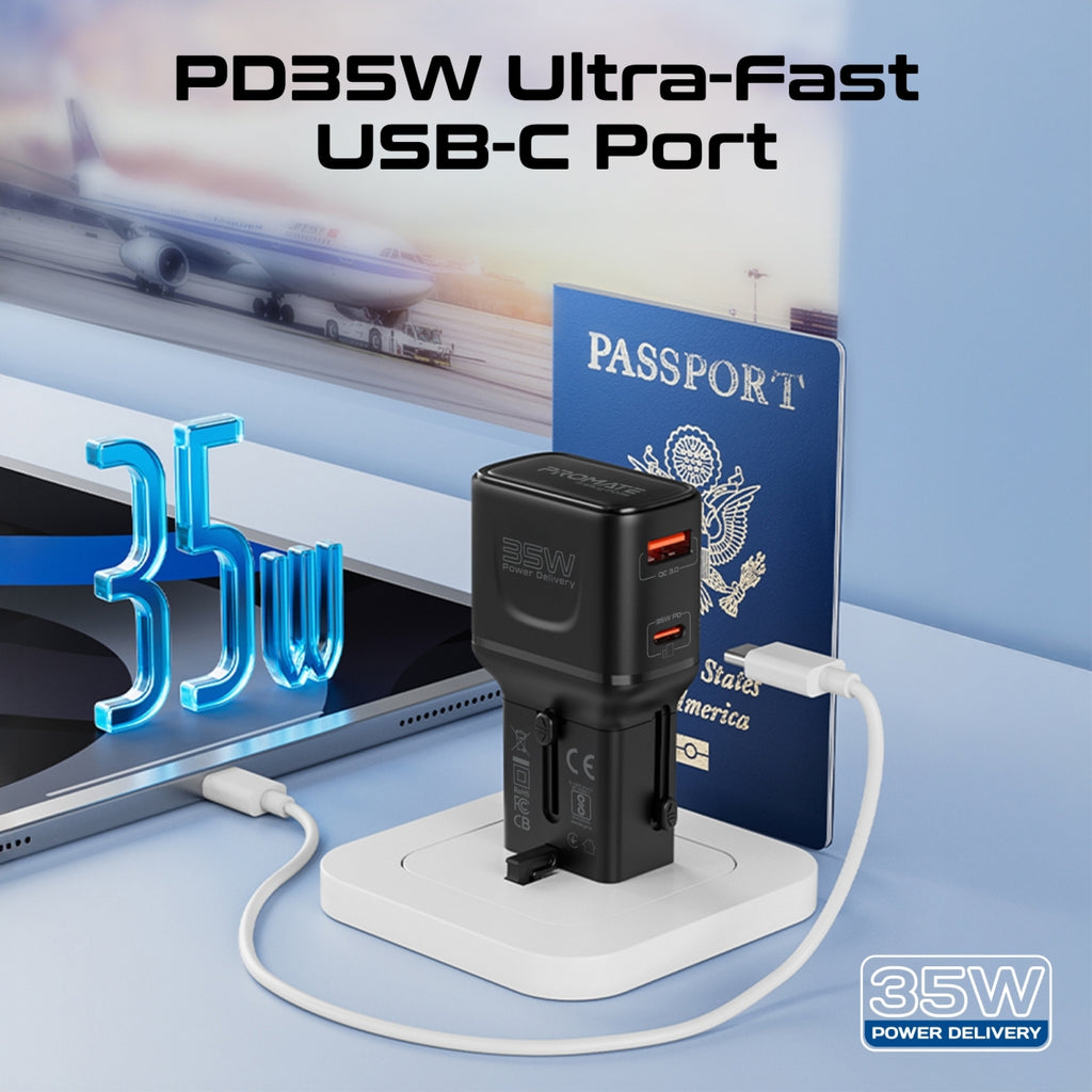 35W Power Delivery Multi-Port Travel Adapter – Promate Technologies