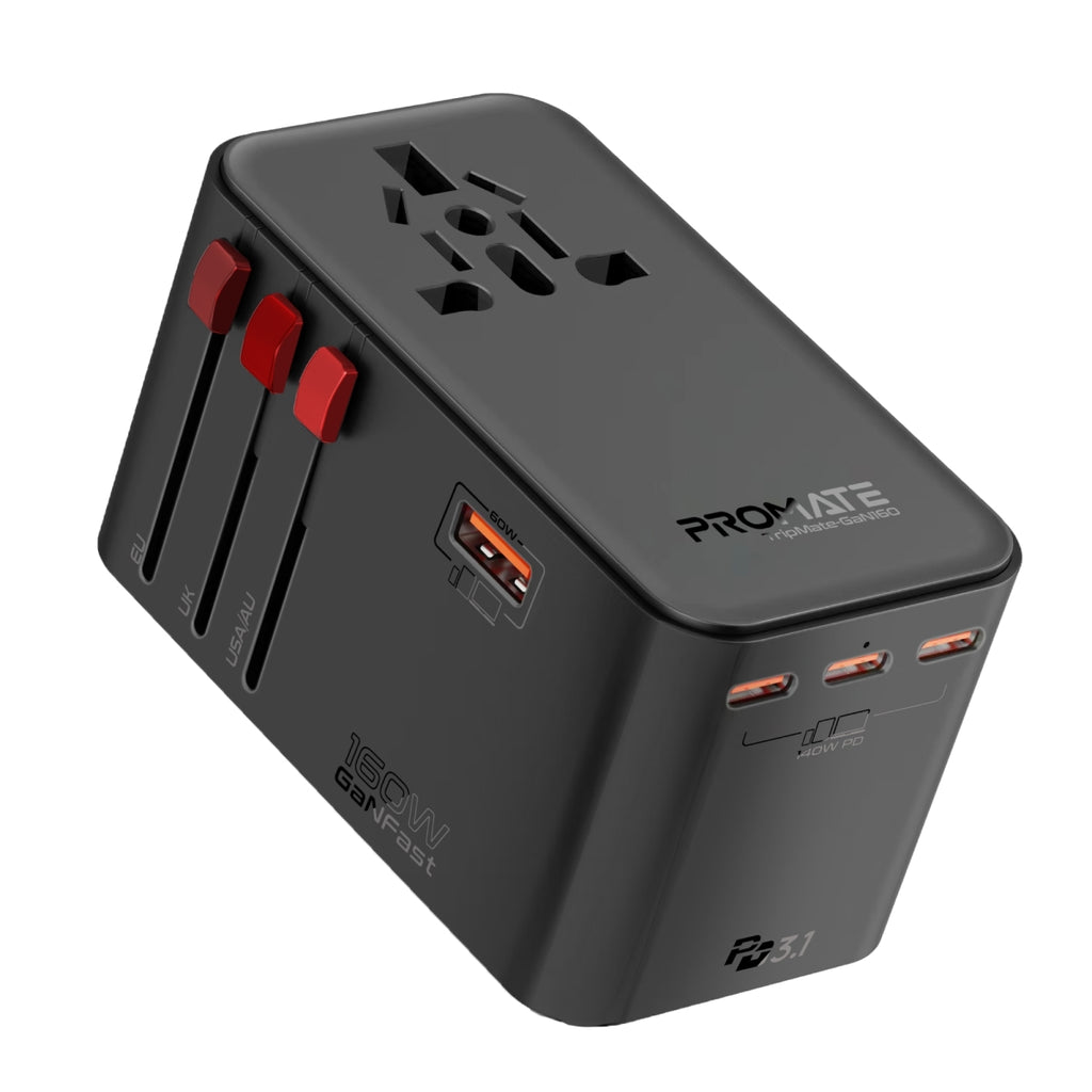 160W GaNFast™ Universal Travel Adapter with Multiple Ports – Promate ...