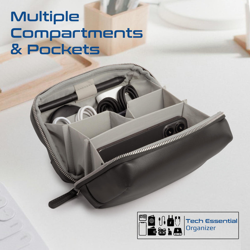 Compact Tech Essential Organizer Pouch Bag with Multiple Compartments ...