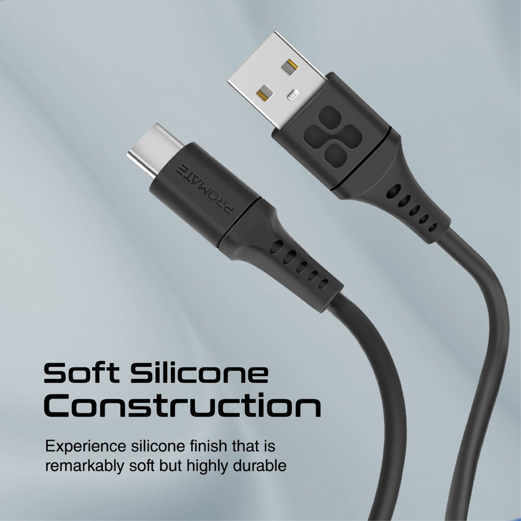 Ultra-Fast USB-A to USB-C Soft Silicone cable – Promate Technologies