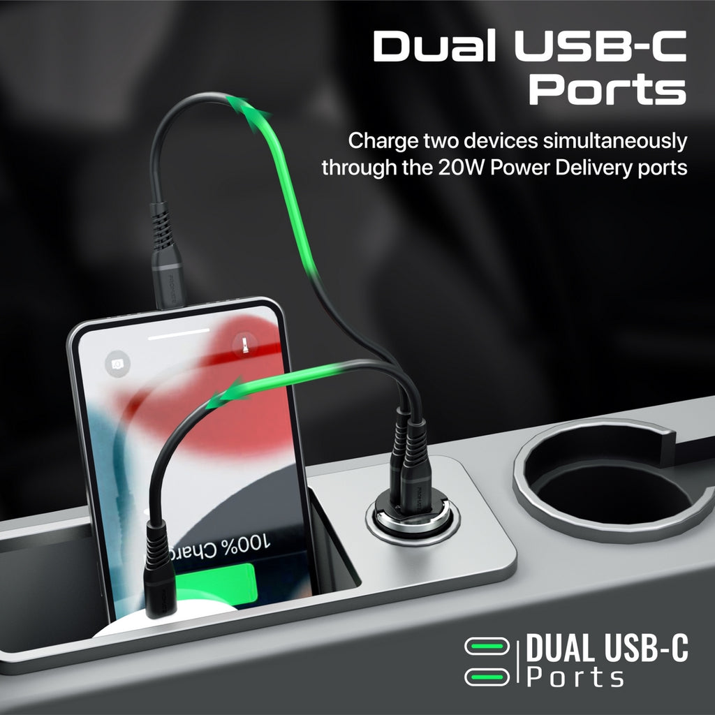 RapidCharge™ 40W Car Charger with Dual USB-C Power Delivery Ports ...